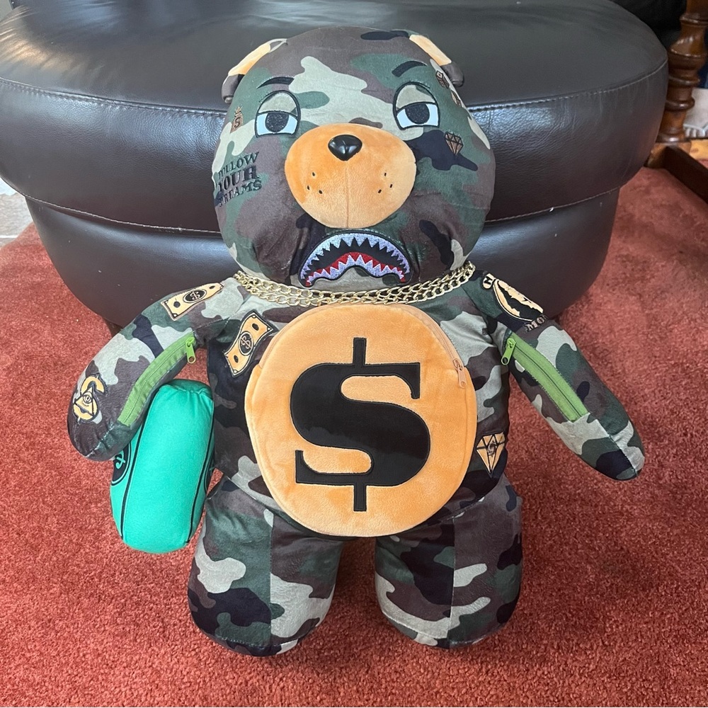 Sprayground Limited Edition Camo Money Bear Backpack - Gem